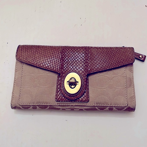 Coach | Bags | Coach Signature Turnlock Snake Trim Wallet | Poshmark